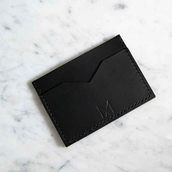 Slim Black Leather Minimalist Card Holder | Maragold Designs