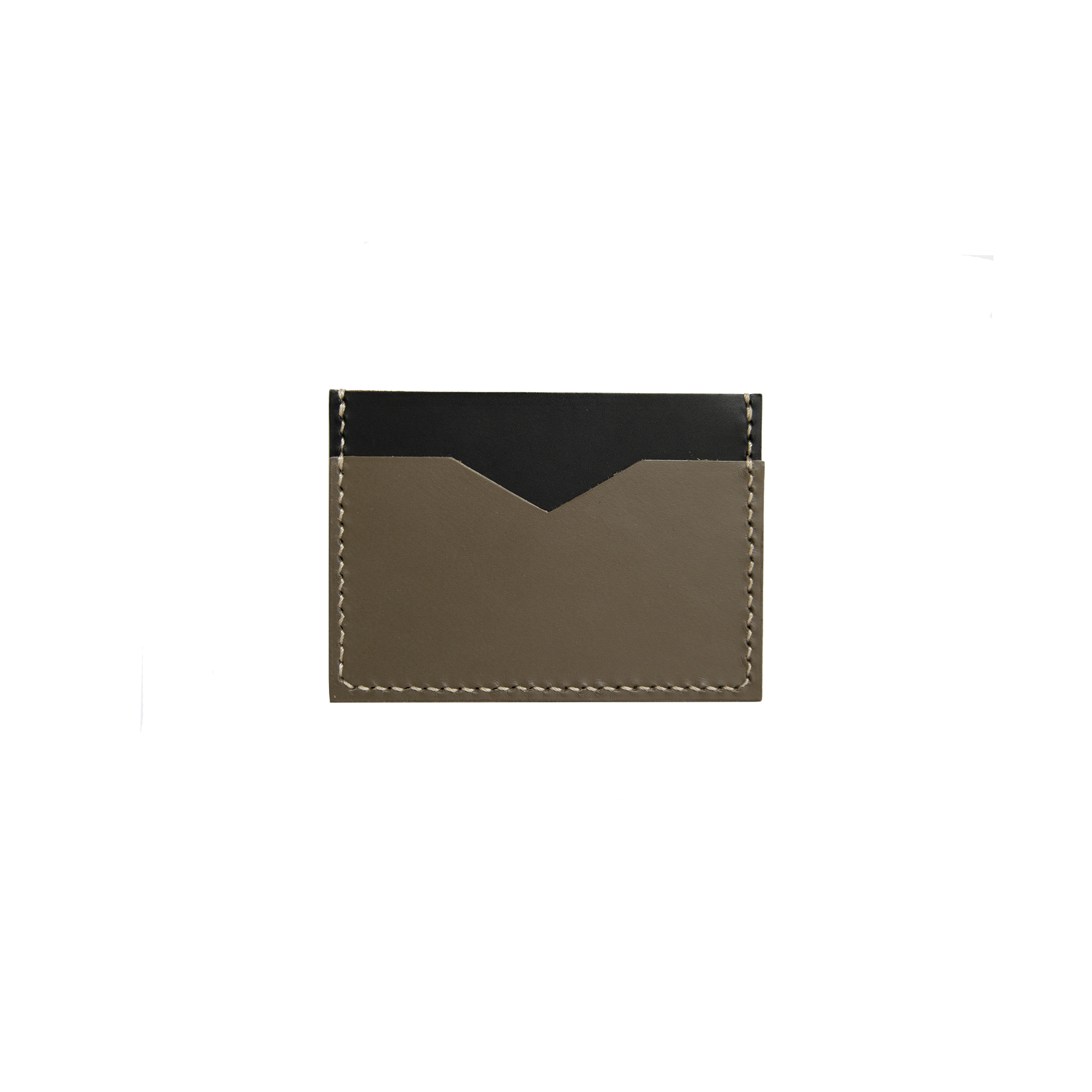 Slim Black & Taupe Leather Minimalist Card Holder | Maragold Designs
